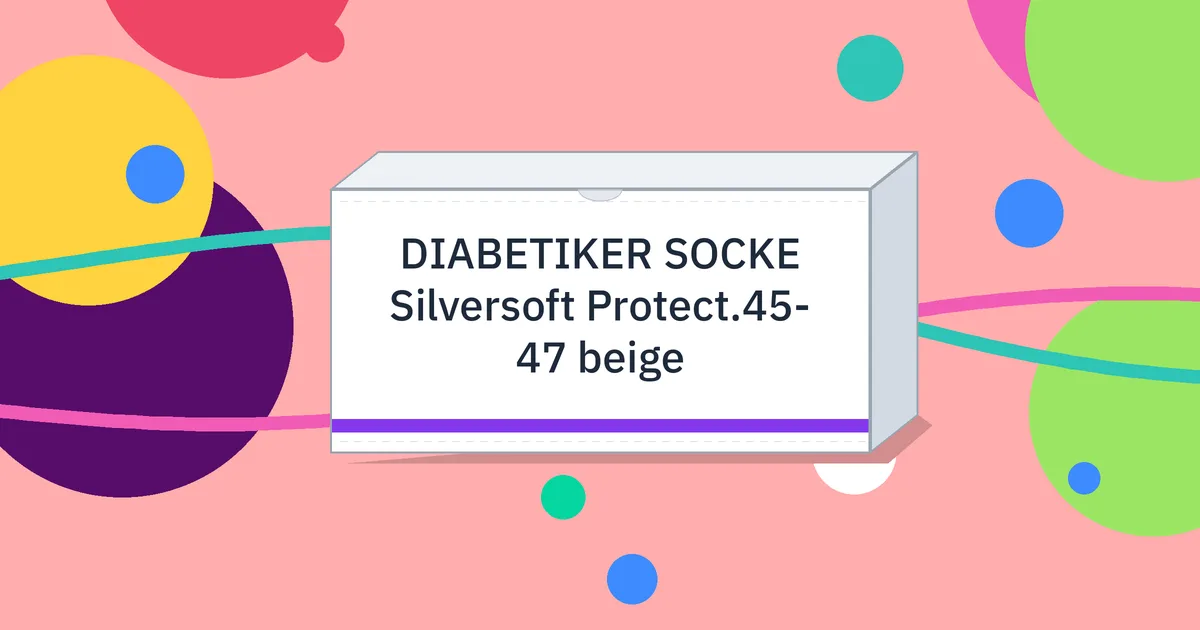Symbolbild: Packung mit der Aufschrift DIABETIKER SOCKE Silversoft Protect.45-47 beige (PZN 02074333) – Verfügbarkeit und Bezug in Apotheken in Frankfurt am Main