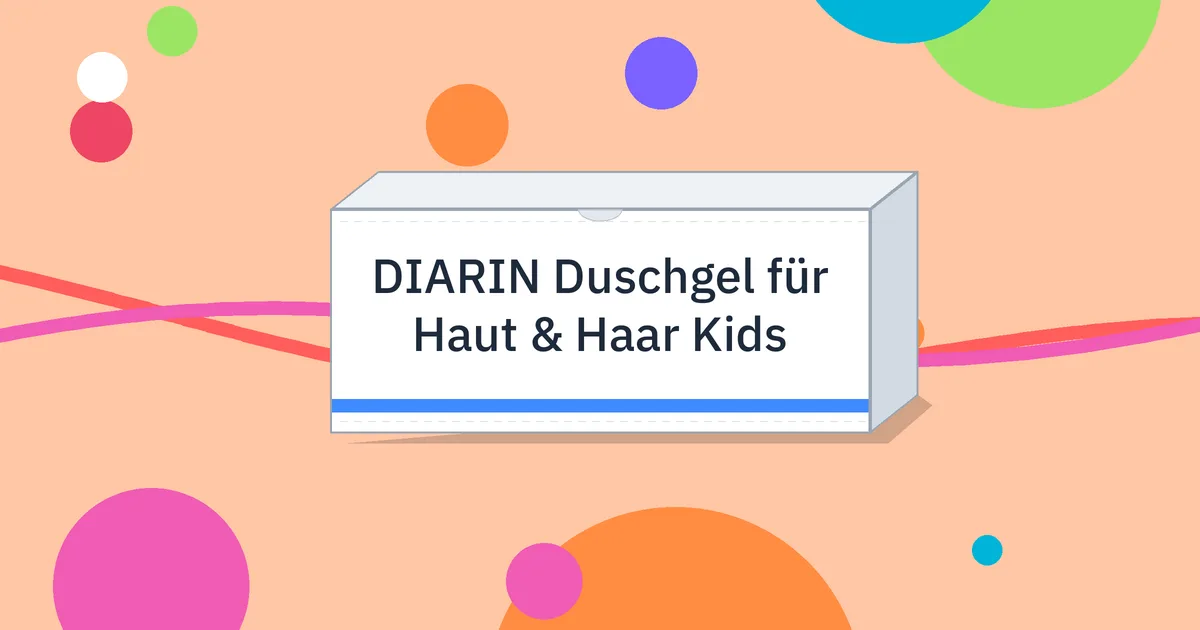 Symbolbild: Packung mit der Aufschrift DIARIN Duschgel für Haut & Haar Kids (PZN 19889855) – Verfügbarkeit und Bezug in Apotheken in Frankfurt am Main