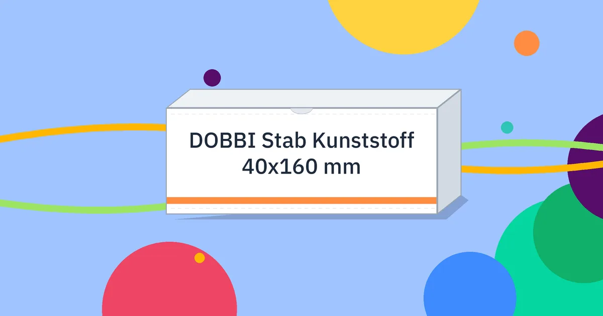 Symbolbild: Packung mit der Aufschrift DOBBI Stab Kunststoff 40x160 mm (PZN 05452043) – Verfügbarkeit und Bezug in Apotheken in Frankfurt am Main