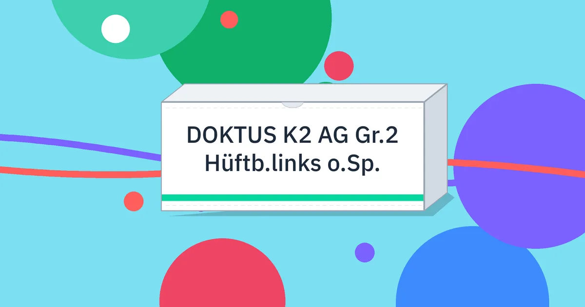 Symbolbild: Packung mit der Aufschrift DOKTUS K2 AG Gr.2 Hüftb.links o.Sp. (PZN 03310847) – Verfügbarkeit und Bezug in Apotheken in Frankfurt am Main