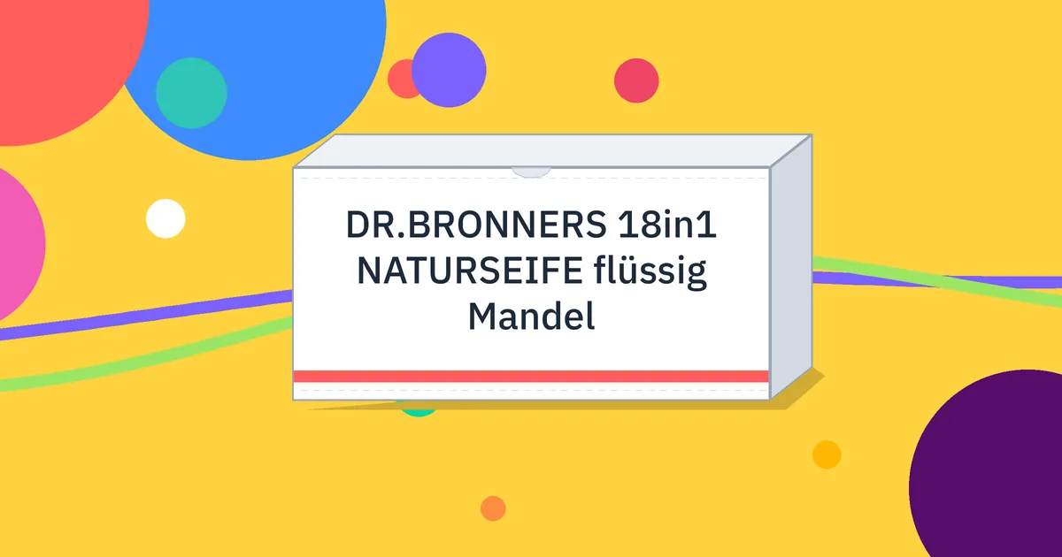 Symbolbild: Packung mit der Aufschrift DR.BRONNERS 18in1 NATURSEIFE flüssig Mandel (PZN 19241255) – Verfügbarkeit und Bezug in Apotheken in Frankfurt am Main