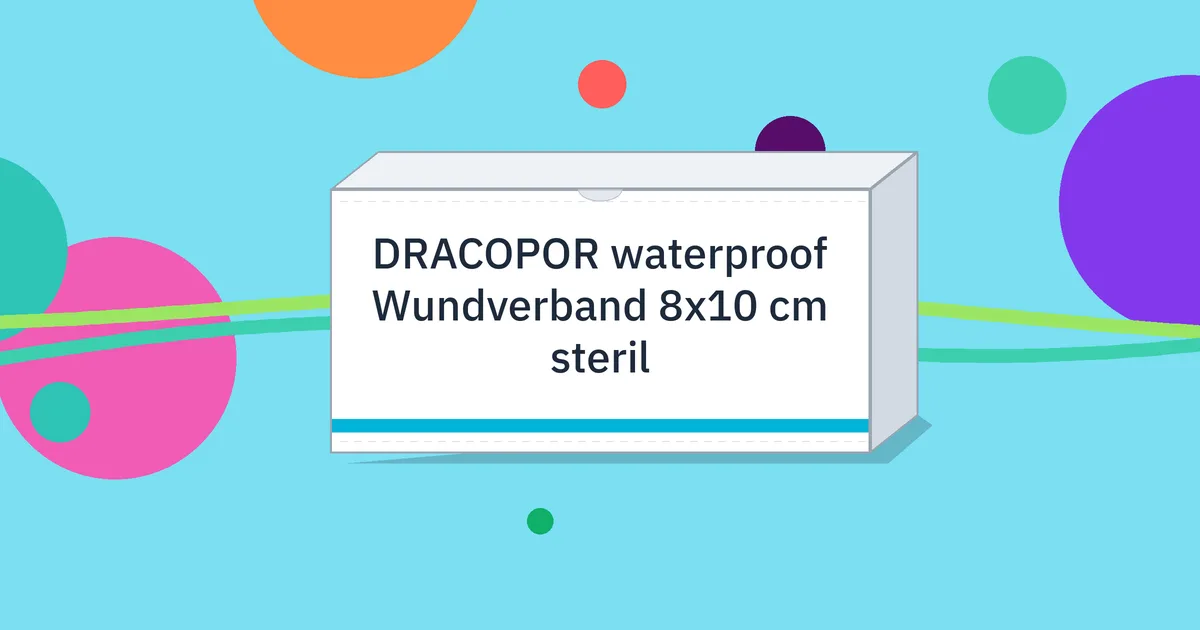 Symbolbild: Packung mit der Aufschrift DRACOPOR waterproof Wundverband 8x10 cm steril (PZN 03030214) – Verfügbarkeit und Bezug in Apotheken in Frankfurt am Main