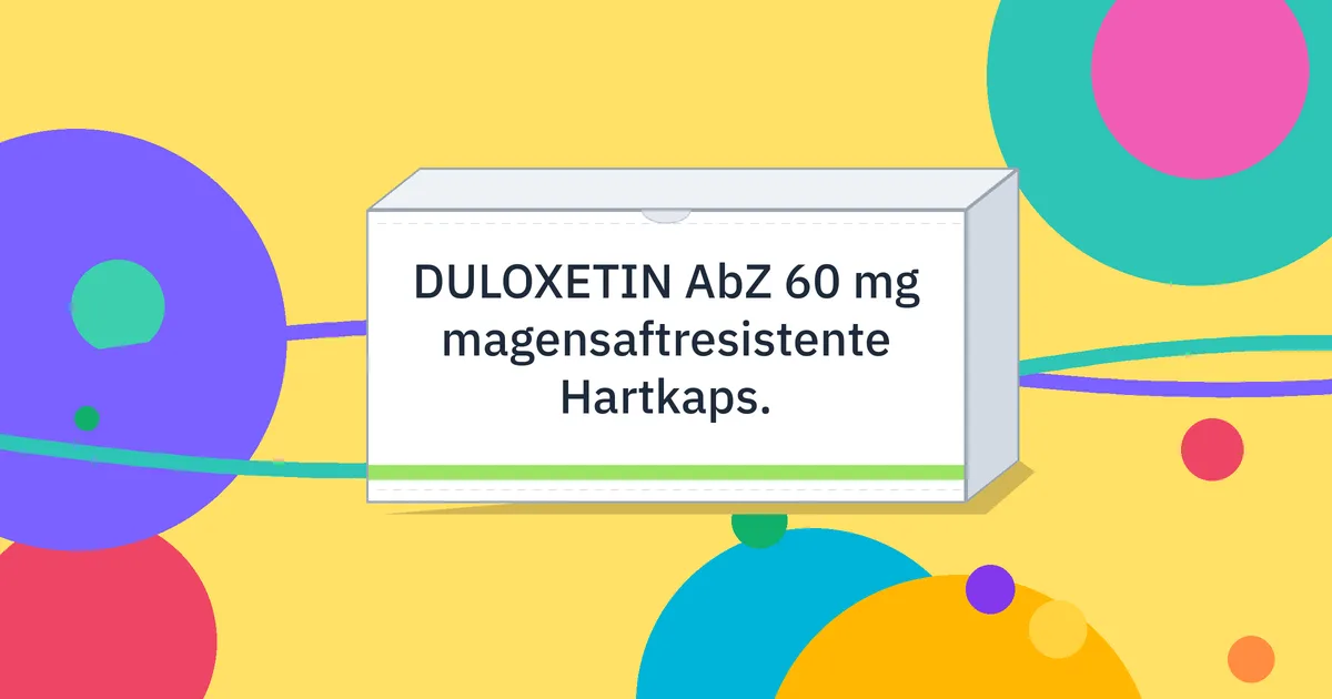 Symbolbild: Packung mit der Aufschrift DULOXETIN AbZ 60 mg magensaftresistente Hartkaps. (PZN 10525347) – Verfügbarkeit und Bezug in Apotheken in Frankfurt am Main