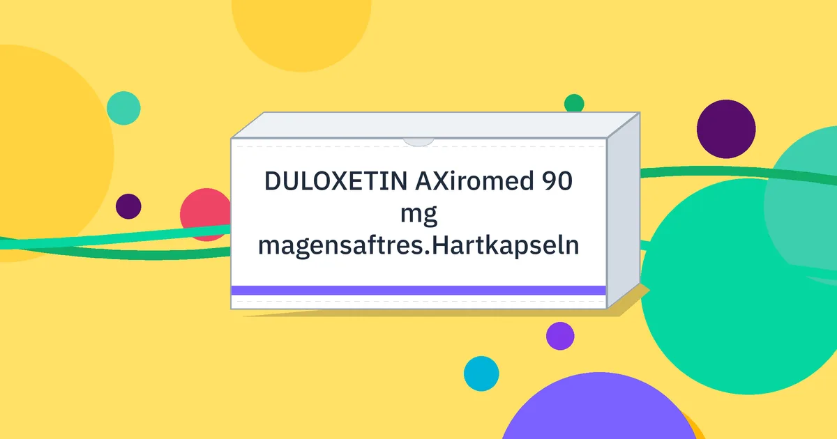 Symbolbild: Packung mit der Aufschrift DULOXETIN AXiromed 90 mg magensaftres.Hartkapseln (PZN 19106184) – Verfügbarkeit und Bezug in Apotheken in Frankfurt am Main