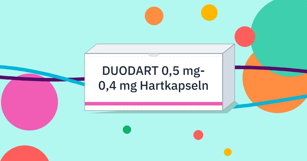 Symbolbild: Packung mit der Aufschrift DUODART 0,5 mg-0,4 mg Hartkapseln (PZN 20107036) – Verfügbarkeit und Bezug in Apotheken in Frankfurt am Main