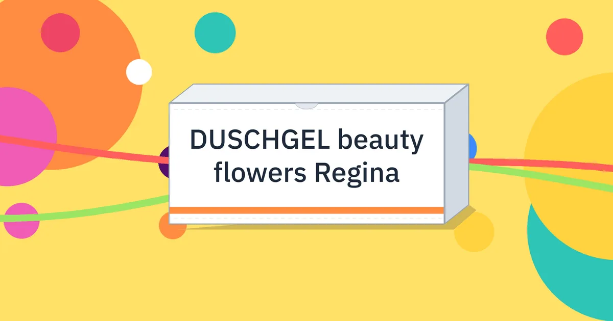 Symbolbild: Packung mit der Aufschrift DUSCHGEL beauty flowers Regina (PZN 15422184) – Verfügbarkeit und Bezug in Apotheken in Frankfurt am Main