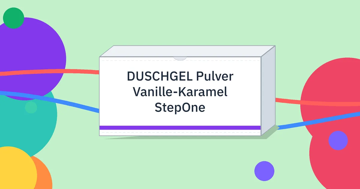 Symbolbild: Packung mit der Aufschrift DUSCHGEL Pulver Vanille-Karamel StepOne (PZN 17430839) – Verfügbarkeit und Bezug in Apotheken in Frankfurt am Main