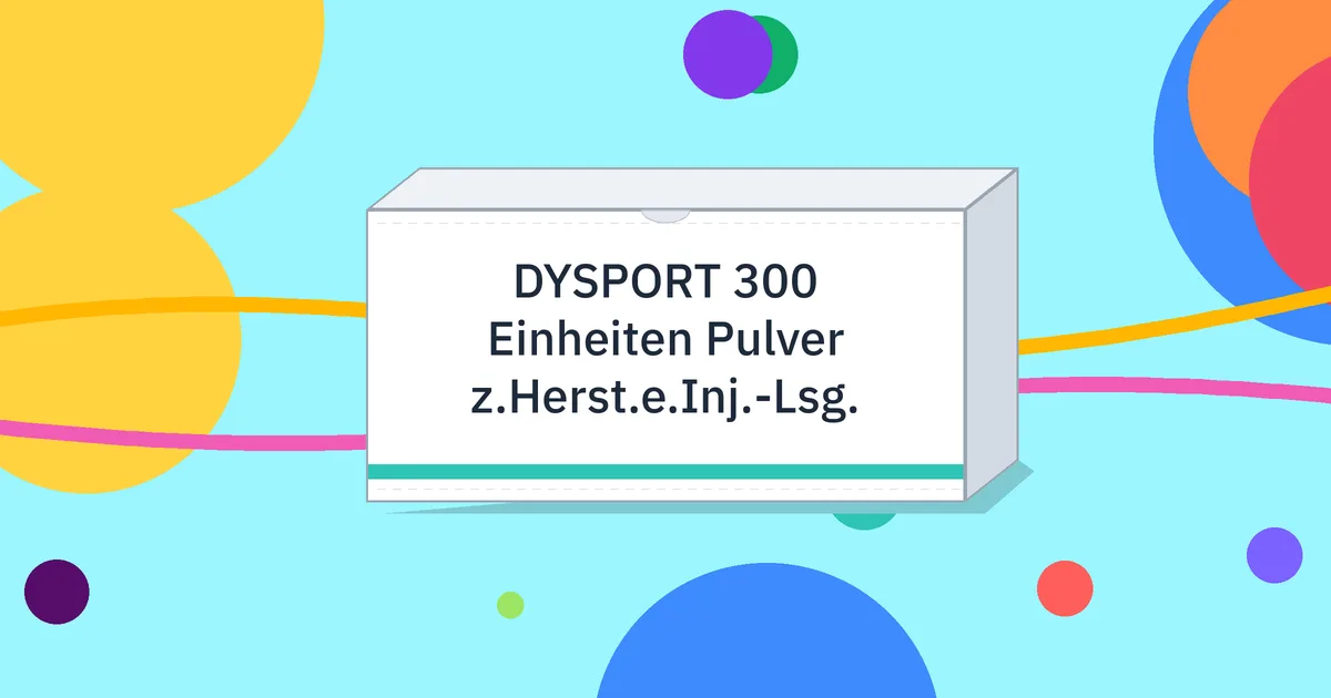 Symbolbild: Packung mit der Aufschrift DYSPORT 300 Einheiten Pulver z.Herst.e.Inj.-Lsg. (PZN 13418333) – Verfügbarkeit und Bezug in Apotheken in Frankfurt am Main