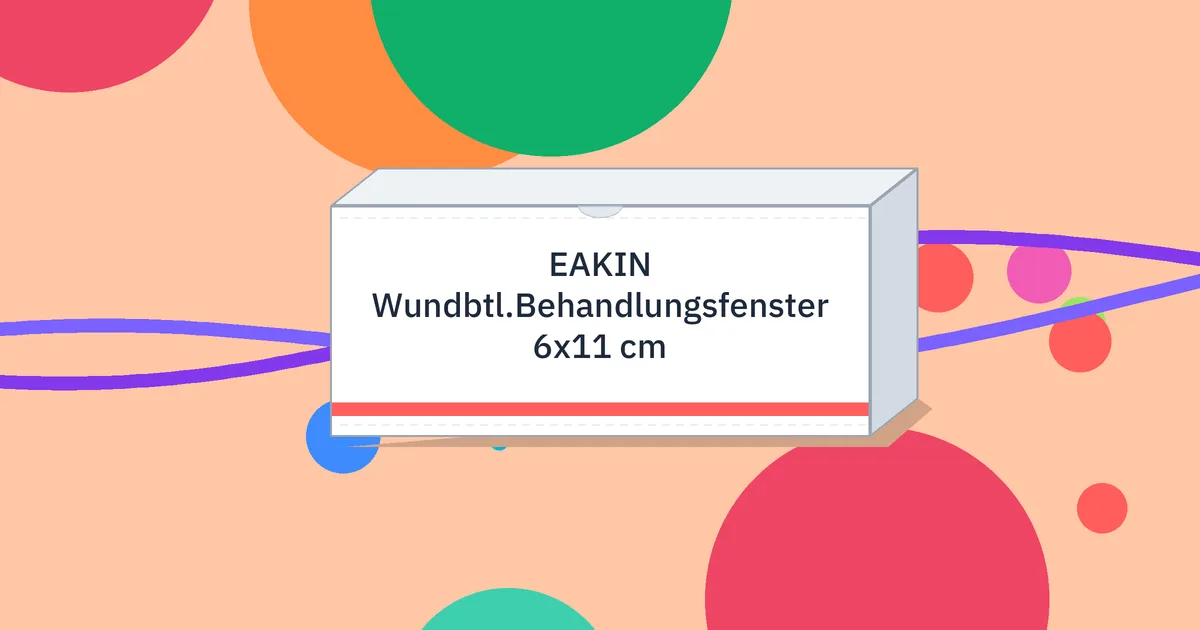 Symbolbild: Packung mit der Aufschrift EAKIN Wundbtl.Behandlungsfenster 6x11 cm (PZN 05493295) – Verfügbarkeit und Bezug in Apotheken in Frankfurt am Main