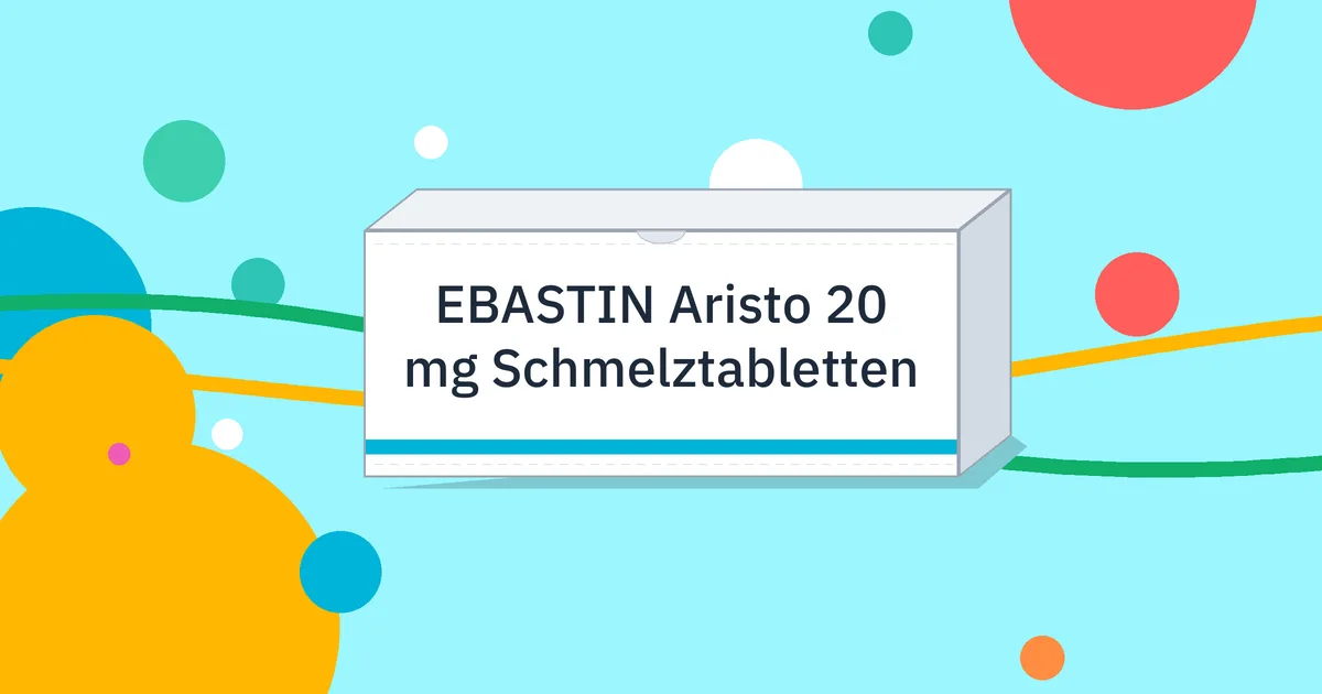 Symbolbild: Packung mit der Aufschrift EBASTIN Aristo 20 mg Schmelztabletten (PZN 20272723) – Verfügbarkeit und Bezug in Apotheken in Frankfurt am Main