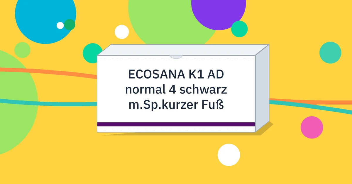 Symbolbild: Packung mit der Aufschrift ECOSANA K1 AD normal 4 schwarz m.Sp.kurzer Fuß (PZN 04724798) – Verfügbarkeit und Bezug in Apotheken in Frankfurt am Main