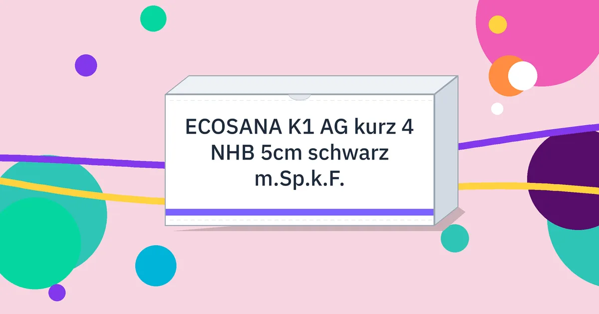 Symbolbild: Packung mit der Aufschrift ECOSANA K1 AG kurz 4 NHB 5cm schwarz m.Sp.k.F. (PZN 04728046) – Verfügbarkeit und Bezug in Apotheken in Frankfurt am Main