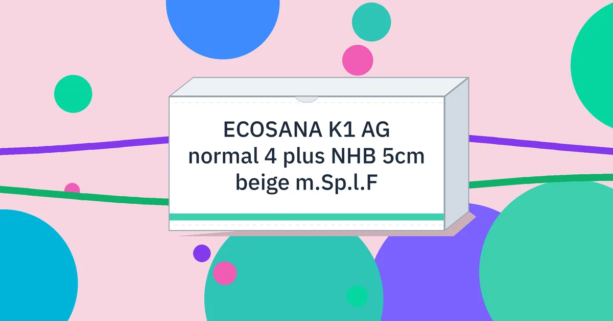 Symbolbild: Packung mit der Aufschrift ECOSANA K1 AG normal 4 plus NHB 5cm beige m.Sp.l.F (PZN 04728388) – Verfügbarkeit und Bezug in Apotheken in Frankfurt am Main