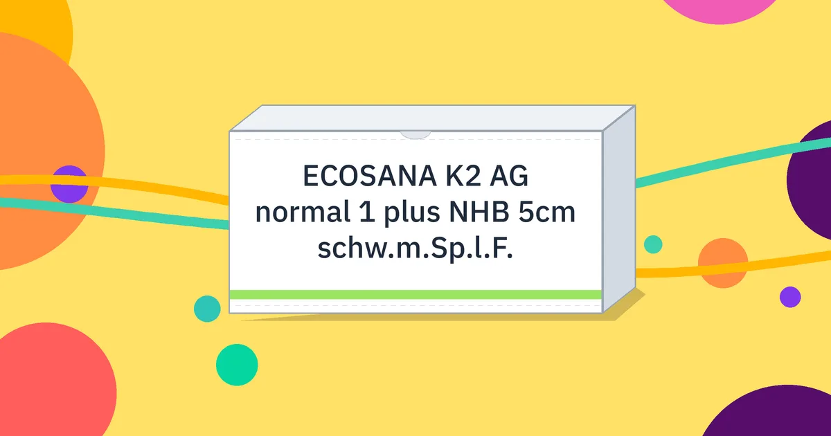 Symbolbild: Packung mit der Aufschrift ECOSANA K2 AG normal 1 plus NHB 5cm schw.m.Sp.l.F. (PZN 10957124) – Verfügbarkeit und Bezug in Apotheken in Frankfurt am Main