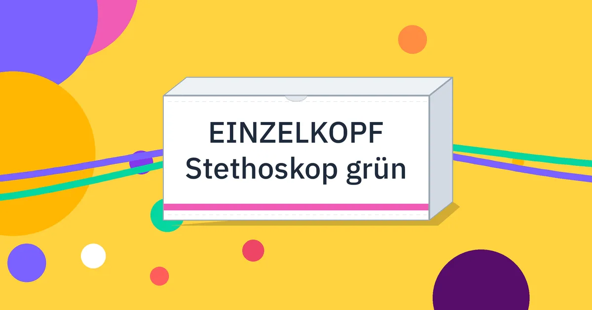 Symbolbild: Packung mit der Aufschrift EINZELKOPF Stethoskop grün (PZN 14265452) – Verfügbarkeit und Bezug in Apotheken in Frankfurt am Main