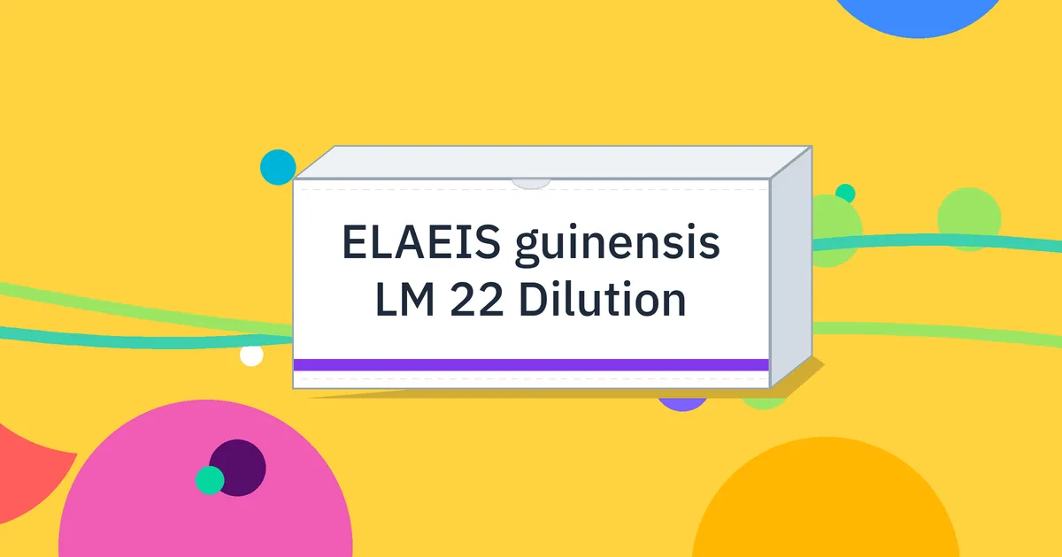 Symbolbild: Packung mit der Aufschrift ELAEIS guinensis LM 22 Dilution (PZN 13469916) – Verfügbarkeit und Bezug in Apotheken in Frankfurt am Main