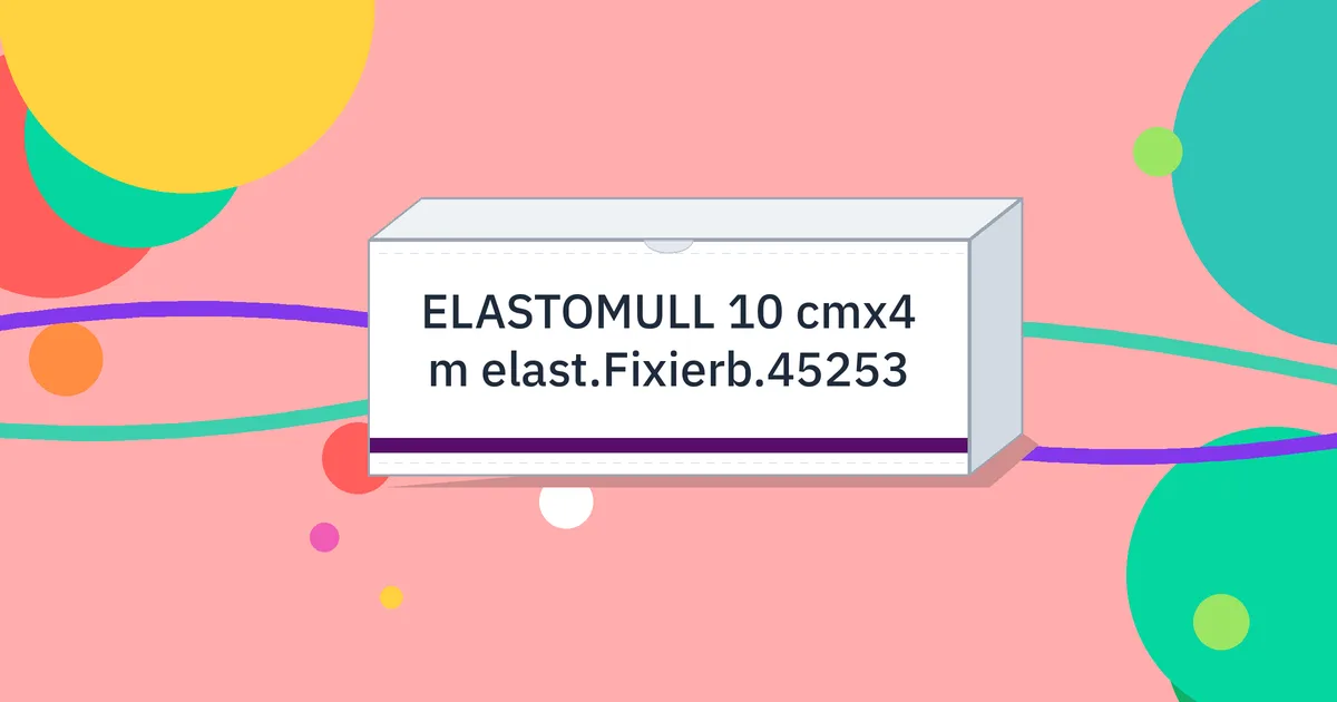Symbolbild: Packung mit der Aufschrift ELASTOMULL 10 cmx4 m elast.Fixierb.45253 (PZN 18116217) – Verfügbarkeit und Bezug in Apotheken in Frankfurt am Main