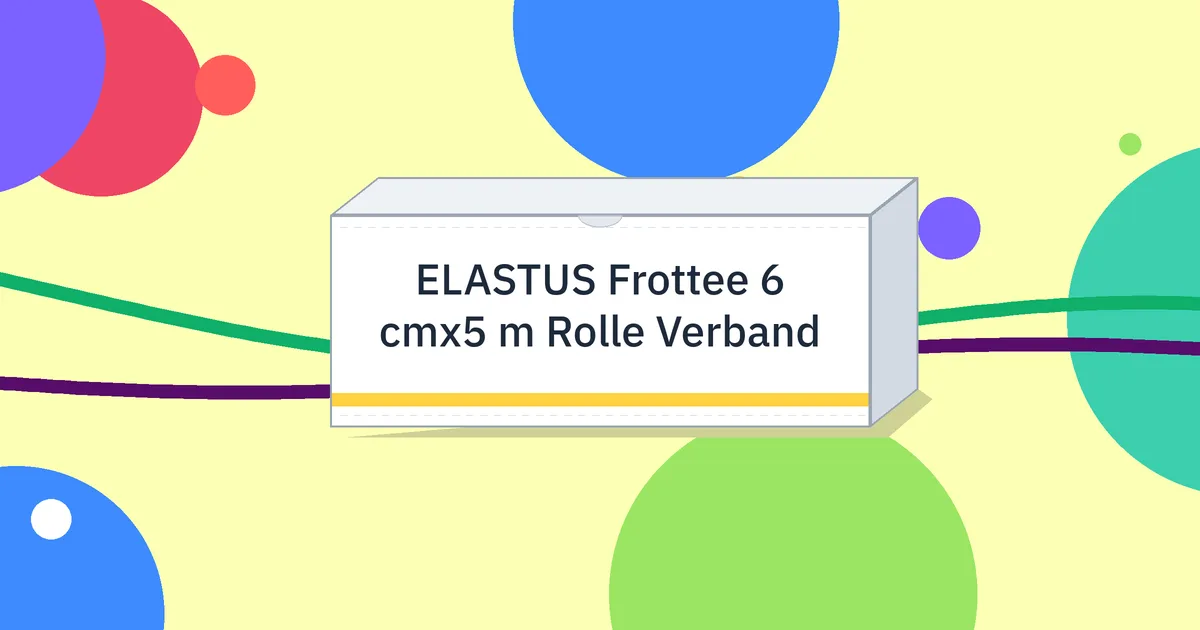 Symbolbild: Packung mit der Aufschrift ELASTUS Frottee 6 cmx5 m Rolle Verband (PZN 00750310) – Verfügbarkeit und Bezug in Apotheken in Frankfurt am Main