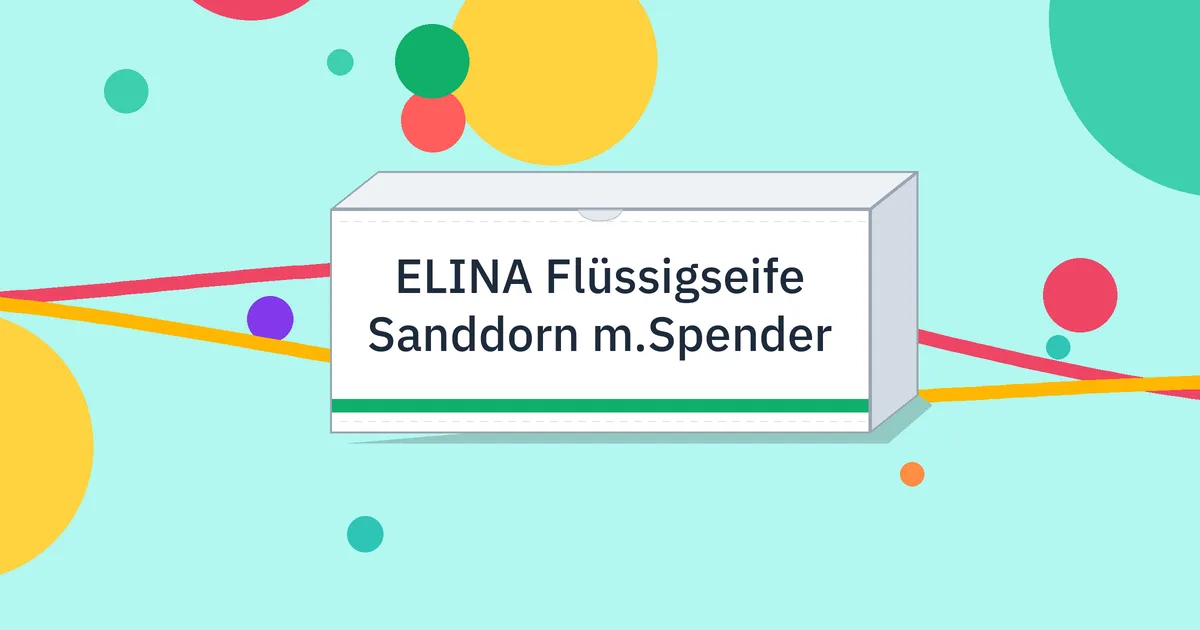Symbolbild: Packung mit der Aufschrift ELINA Flüssigseife Sanddorn m.Spender (PZN 11485041) – Verfügbarkeit und Bezug in Apotheken in Frankfurt am Main