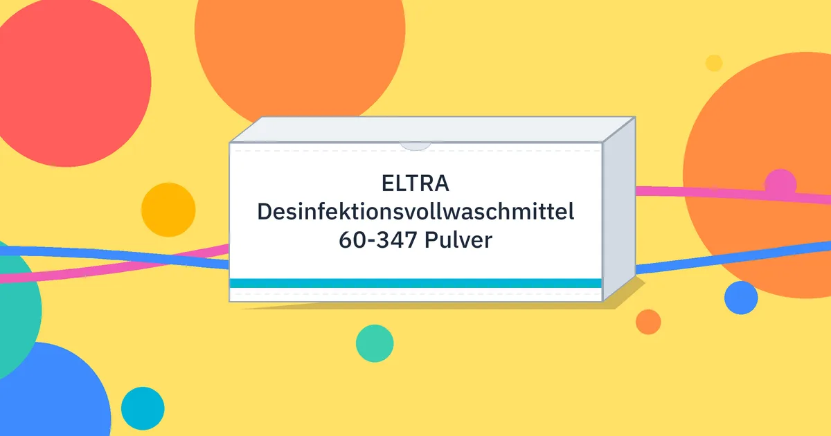 Symbolbild: Packung mit der Aufschrift ELTRA Desinfektionsvollwaschmittel 60-347 Pulver (PZN 00727073) – Verfügbarkeit und Bezug in Apotheken in Frankfurt am Main