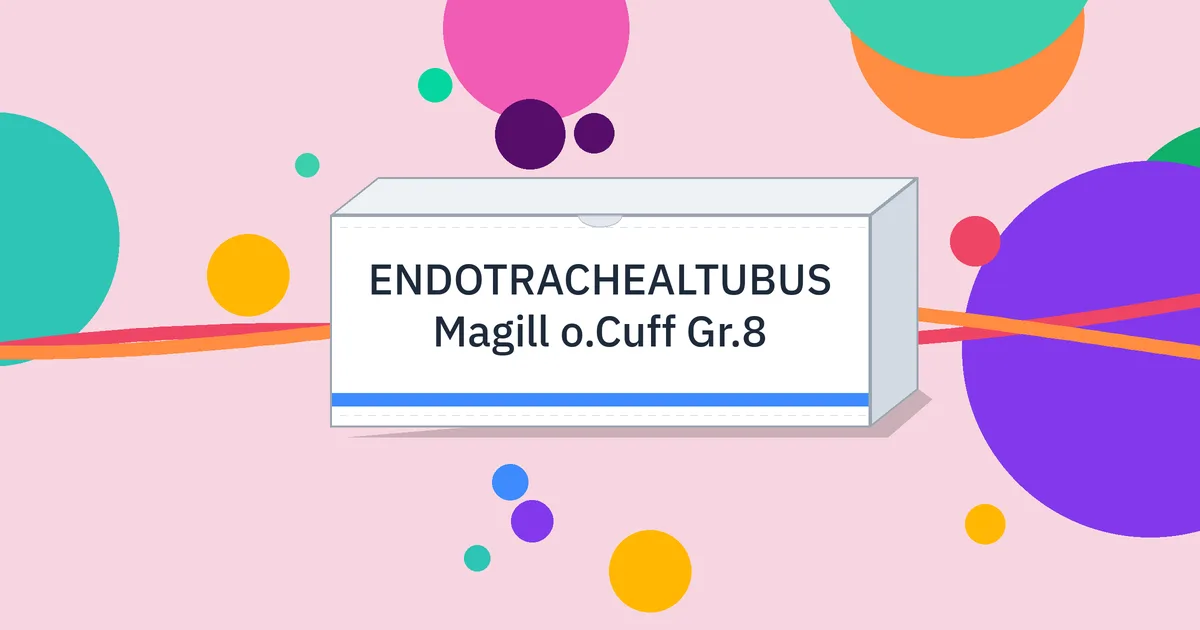 Symbolbild: Packung mit der Aufschrift ENDOTRACHEALTUBUS Magill o.Cuff Gr.8 (PZN 06579142) – Verfügbarkeit und Bezug in Apotheken in Frankfurt am Main