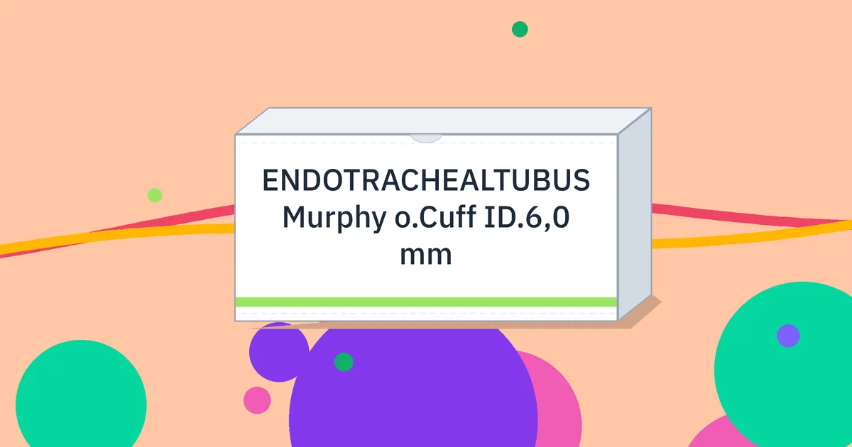 Symbolbild: Packung mit der Aufschrift ENDOTRACHEALTUBUS Murphy o.Cuff ID.6,0 mm (PZN 07217777) – Verfügbarkeit und Bezug in Apotheken in Frankfurt am Main