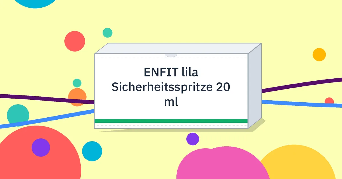 Symbolbild: Packung mit der Aufschrift ENFIT lila Sicherheitsspritze 20 ml (PZN 16734997) – Verfügbarkeit und Bezug in Apotheken in Frankfurt am Main