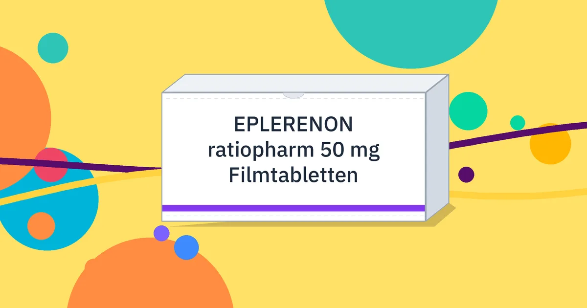 Symbolbild: Packung mit der Aufschrift EPLERENON ratiopharm 50 mg Filmtabletten (PZN 14035769) – Verfügbarkeit und Bezug in Apotheken in Frankfurt am Main