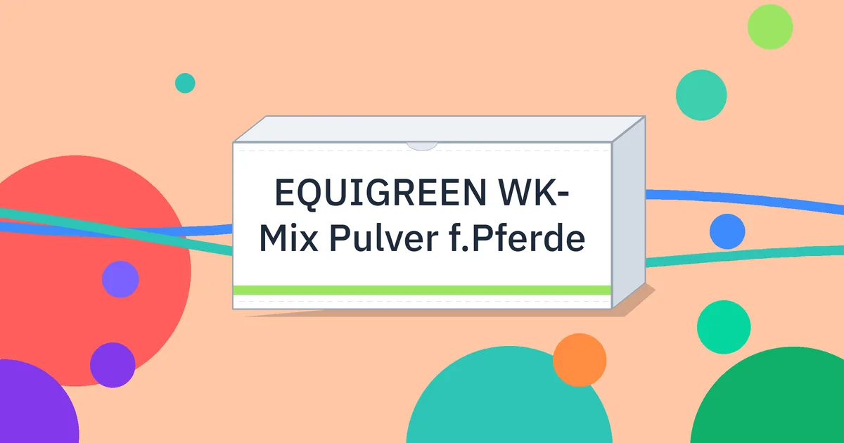 Symbolbild: Packung mit der Aufschrift EQUIGREEN WK-Mix Pulver f.Pferde (PZN 16906903) – Verfügbarkeit und Bezug in Apotheken in Frankfurt am Main