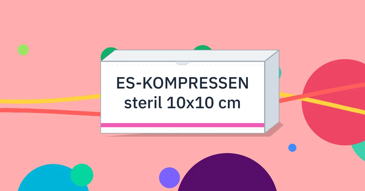 Symbolbild: Packung mit der Aufschrift ES-KOMPRESSEN steril 10x10 cm (PZN 09396181) – Verfügbarkeit und Bezug in Apotheken in Frankfurt am Main