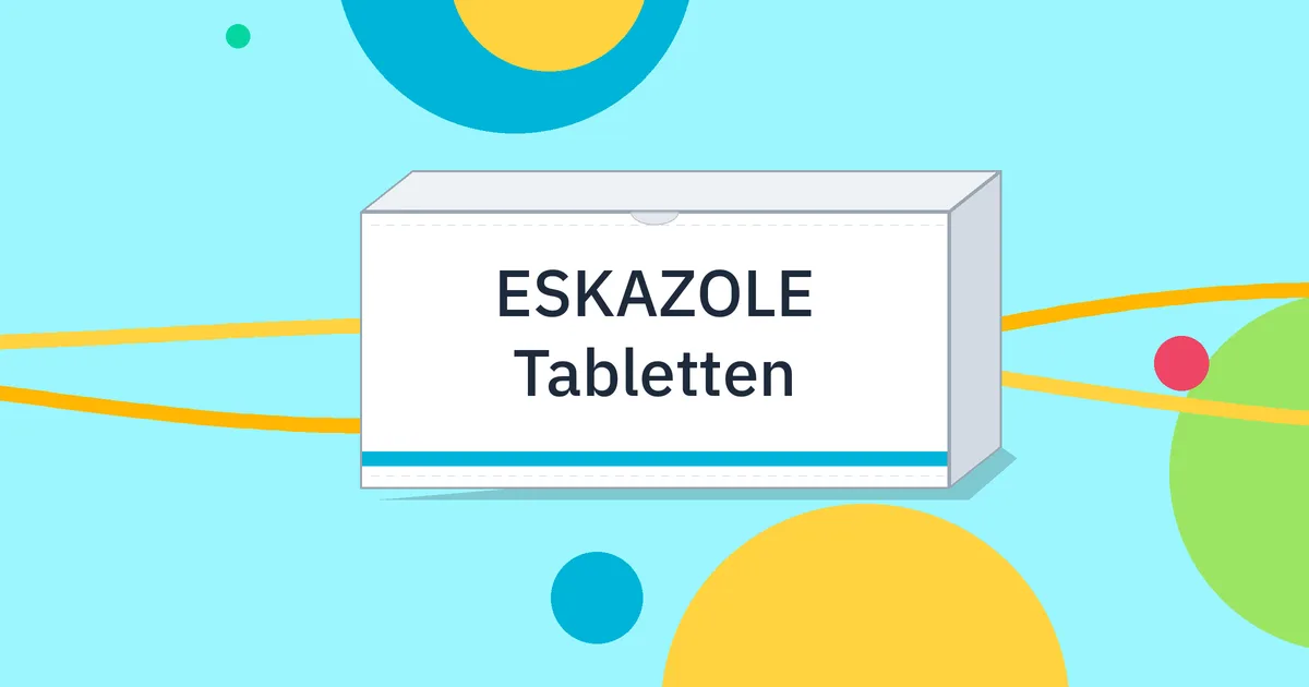 Symbolbild: Packung mit der Aufschrift ESKAZOLE Tabletten (PZN 12599982) – Verfügbarkeit und Bezug in Apotheken in Frankfurt am Main