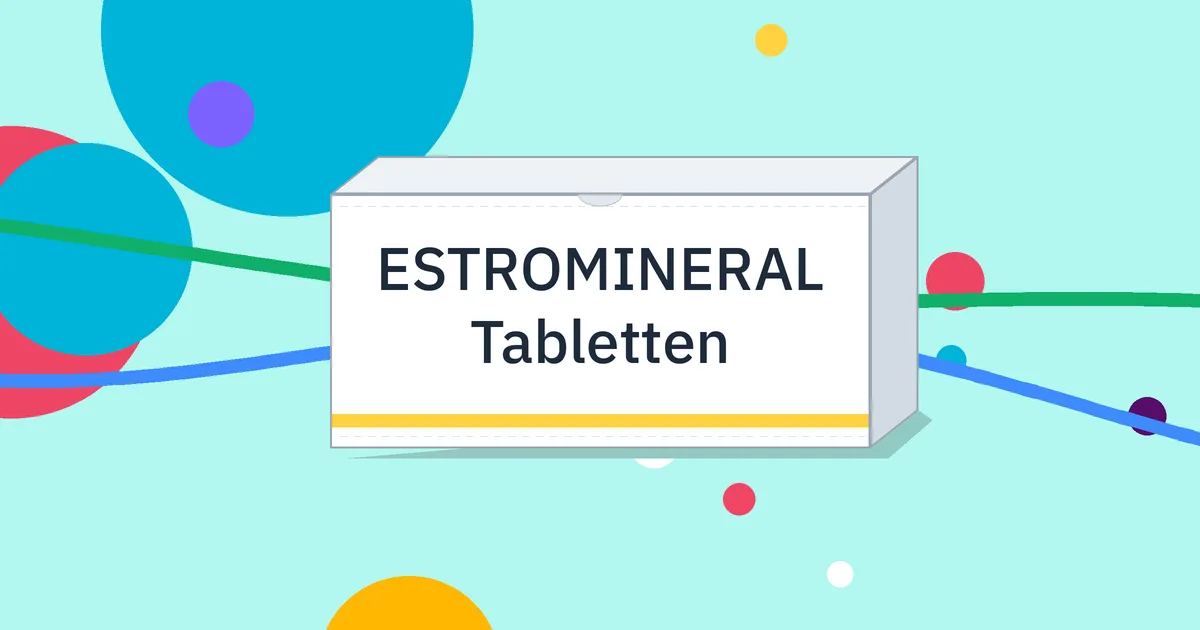 Symbolbild: Packung mit der Aufschrift ESTROMINERAL Tabletten (PZN 00769315) – Verfügbarkeit und Bezug in Apotheken in Frankfurt am Main