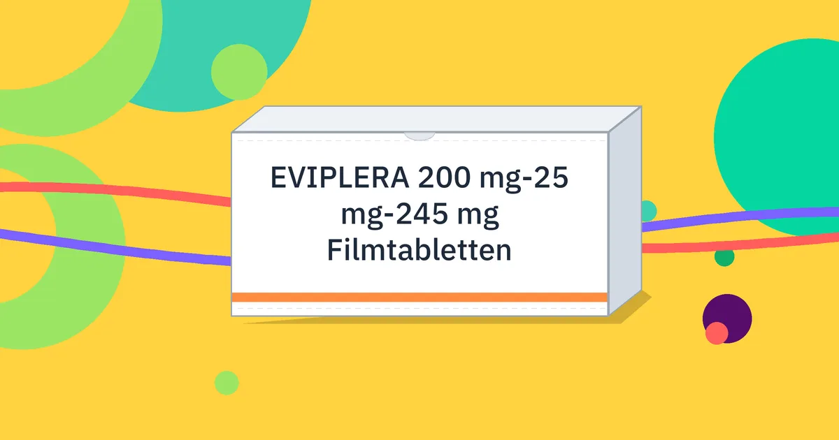 Symbolbild: Packung mit der Aufschrift EVIPLERA 200 mg-25 mg-245 mg Filmtabletten (PZN 12365126) – Verfügbarkeit und Bezug in Apotheken in Frankfurt am Main