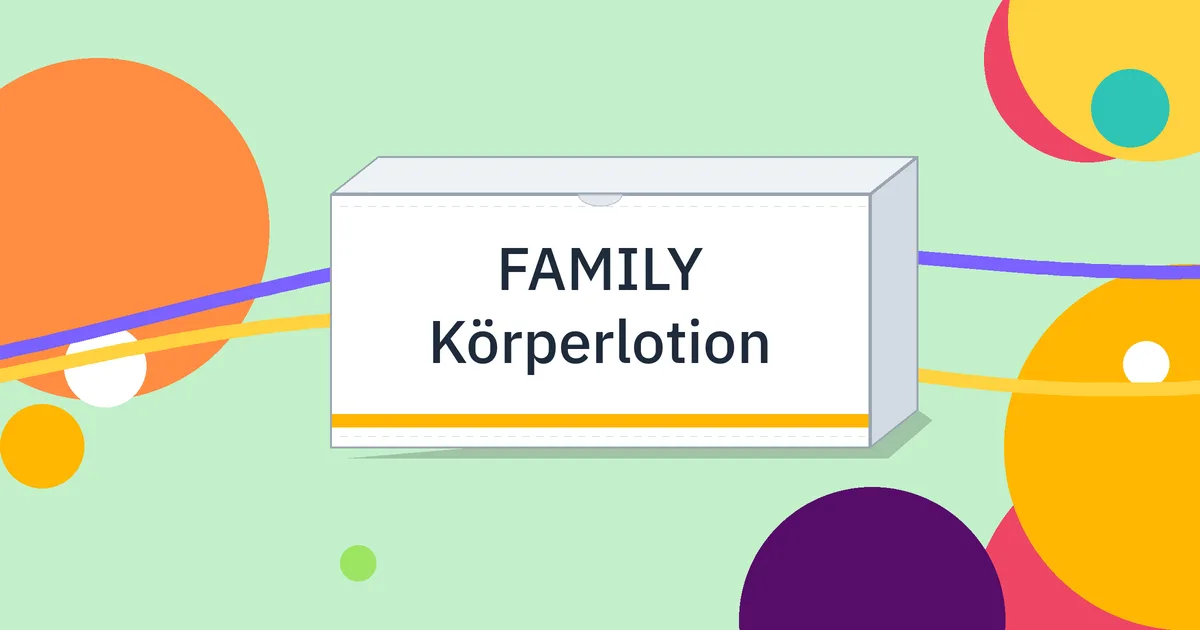 Symbolbild: Packung mit der Aufschrift FAMILY Körperlotion (PZN 10393377) – Verfügbarkeit und Bezug in Apotheken in Frankfurt am Main