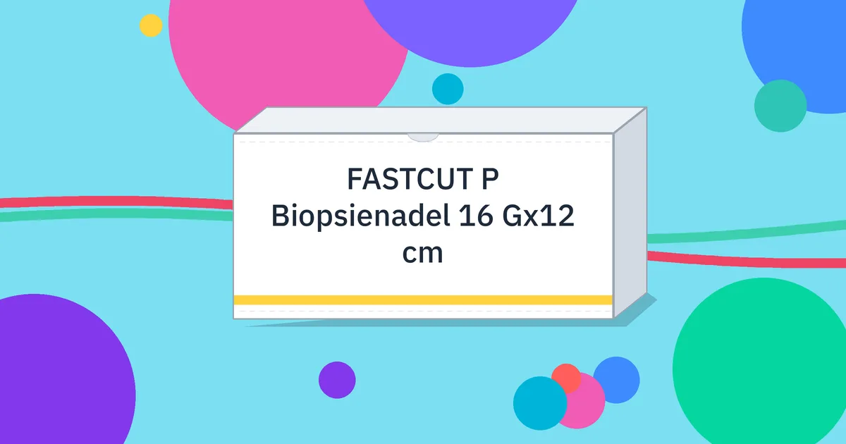 Symbolbild: Packung mit der Aufschrift FASTCUT P Biopsienadel 16 Gx12 cm (PZN 16946713) – Verfügbarkeit und Bezug in Apotheken in Frankfurt am Main