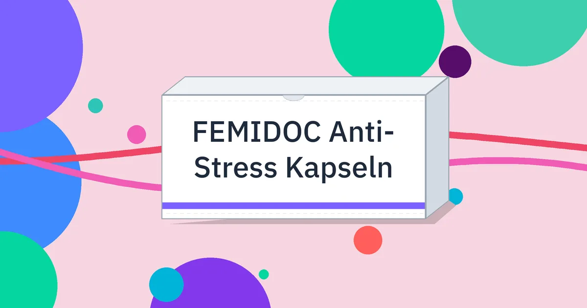 Symbolbild: Packung mit der Aufschrift FEMIDOC Anti-Stress Kapseln (PZN 17275184) – Verfügbarkeit und Bezug in Apotheken in Frankfurt am Main