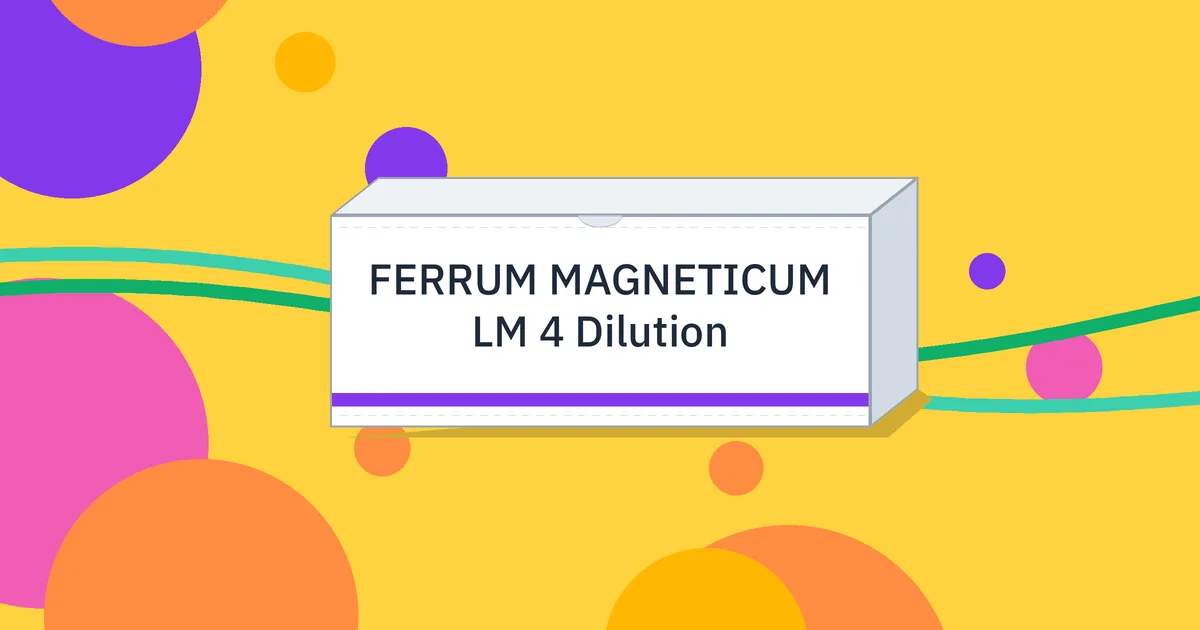 Symbolbild: Packung mit der Aufschrift FERRUM MAGNETICUM LM 4 Dilution (PZN 12849769) – Verfügbarkeit und Bezug in Apotheken in Frankfurt am Main