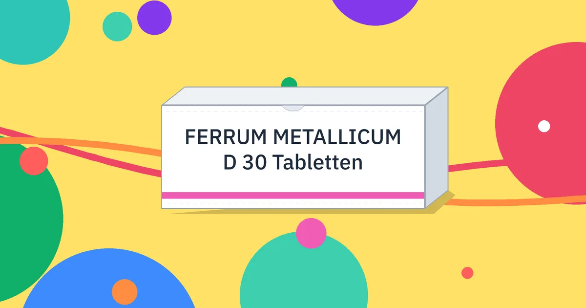 Symbolbild: Packung mit der Aufschrift FERRUM METALLICUM D 30 Tabletten (PZN 02630343) – Verfügbarkeit und Bezug in Apotheken in Frankfurt am Main
