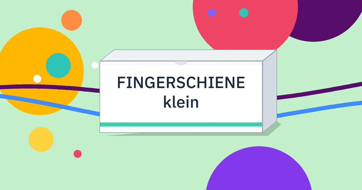 Symbolbild: Packung mit der Aufschrift FINGERSCHIENE klein (PZN 07785659) – Verfügbarkeit und Bezug in Apotheken in Frankfurt am Main
