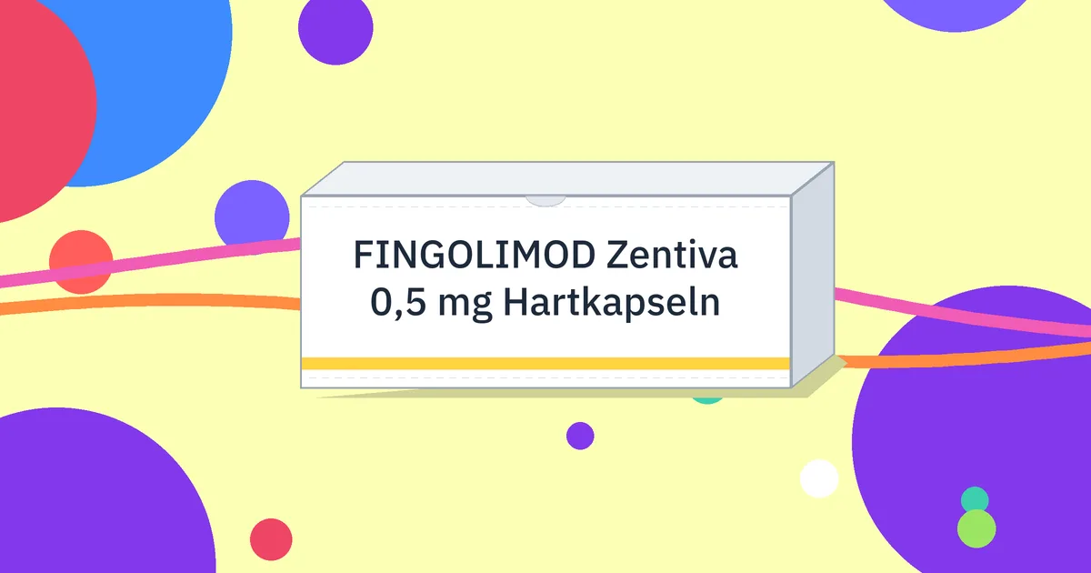 Symbolbild: Packung mit der Aufschrift FINGOLIMOD Zentiva 0,5 mg Hartkapseln (PZN 17422171) – Verfügbarkeit und Bezug in Apotheken in Frankfurt am Main
