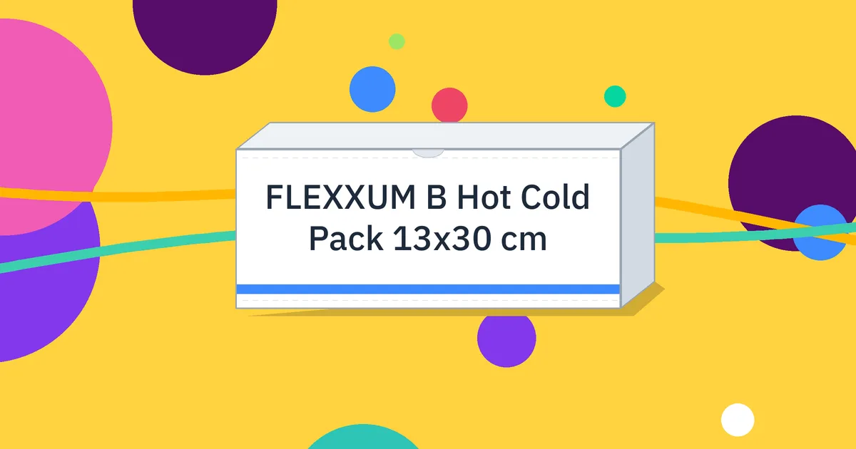 Symbolbild: Packung mit der Aufschrift FLEXXUM B Hot Cold Pack 13x30 cm (PZN 01621827) – Verfügbarkeit und Bezug in Apotheken in Frankfurt am Main