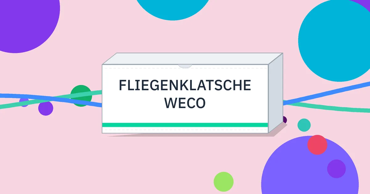 Symbolbild: Packung mit der Aufschrift FLIEGENKLATSCHE WECO (PZN 20327370) – Verfügbarkeit und Bezug in Apotheken in Frankfurt am Main