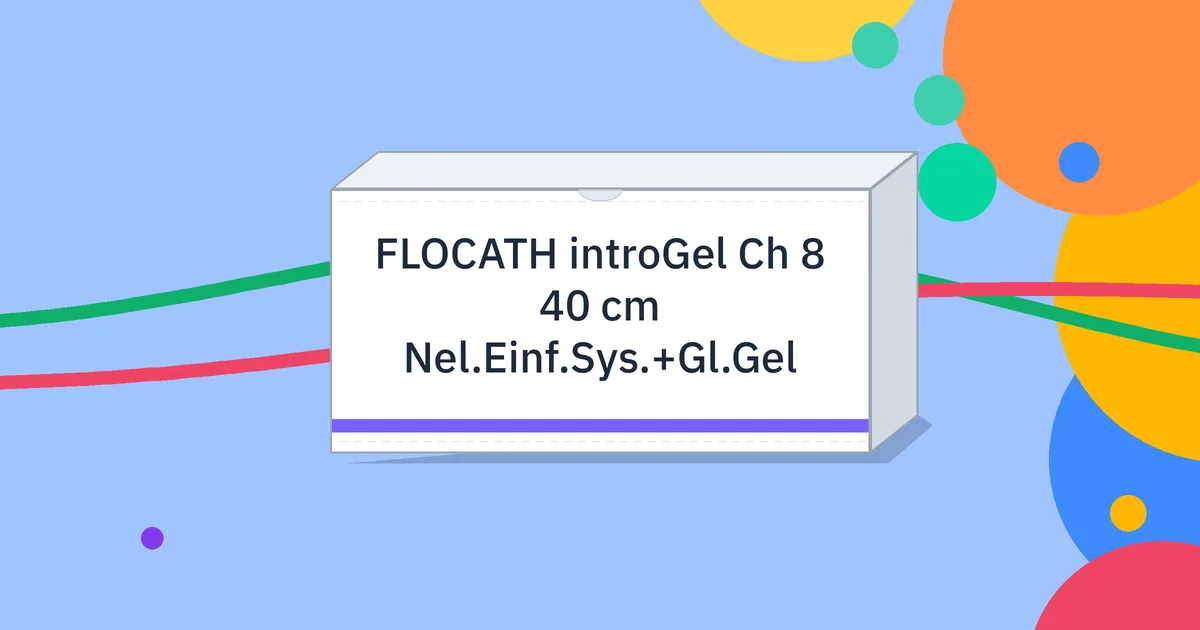 Symbolbild: Packung mit der Aufschrift FLOCATH introGel Ch 8 40 cm Nel.Einf.Sys.+Gl.Gel (PZN 05018861) – Verfügbarkeit und Bezug in Apotheken in Frankfurt am Main
