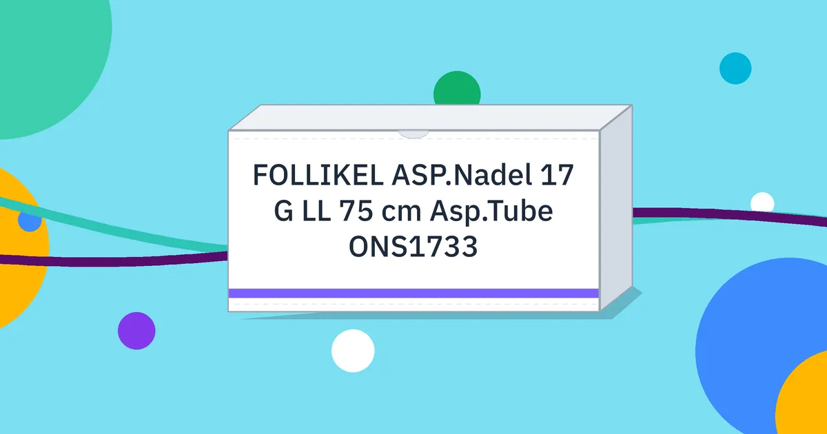Symbolbild: Packung mit der Aufschrift FOLLIKEL ASP.Nadel 17 G LL 75 cm Asp.Tube ONS1733 (PZN 19055191) – Verfügbarkeit und Bezug in Apotheken in Frankfurt am Main