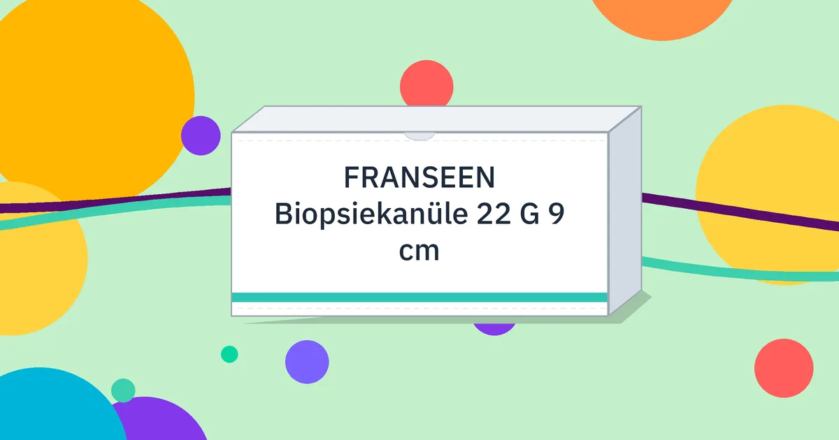 Symbolbild: Packung mit der Aufschrift FRANSEEN Biopsiekanüle 22 G 9 cm (PZN 04504803) – Verfügbarkeit und Bezug in Apotheken in Frankfurt am Main