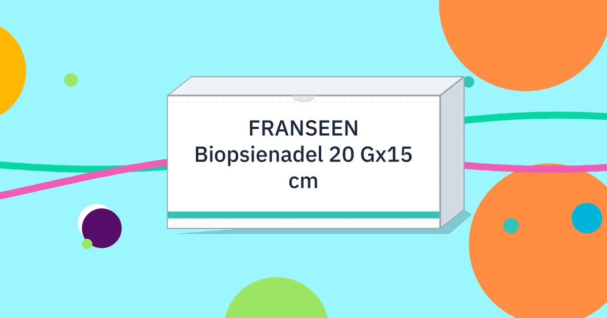 Symbolbild: Packung mit der Aufschrift FRANSEEN Biopsienadel 20 Gx15 cm (PZN 00297661) – Verfügbarkeit und Bezug in Apotheken in Frankfurt am Main