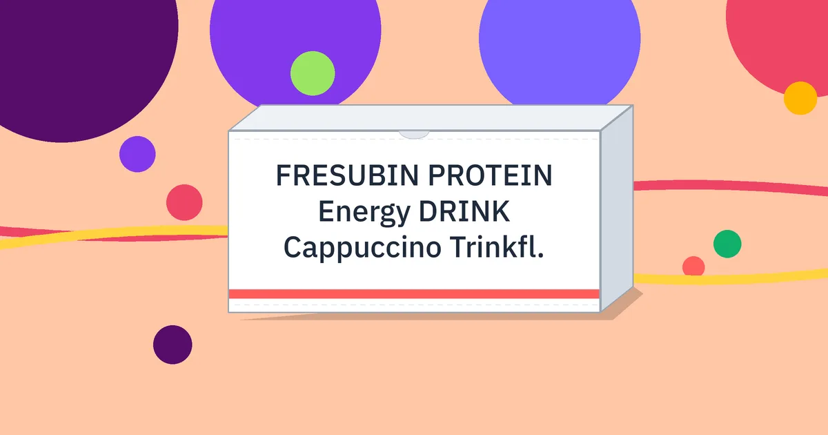 Symbolbild: Packung mit der Aufschrift FRESUBIN PROTEIN Energy DRINK Cappuccino Trinkfl. (PZN 20192094) – Verfügbarkeit und Bezug in Apotheken in Frankfurt am Main