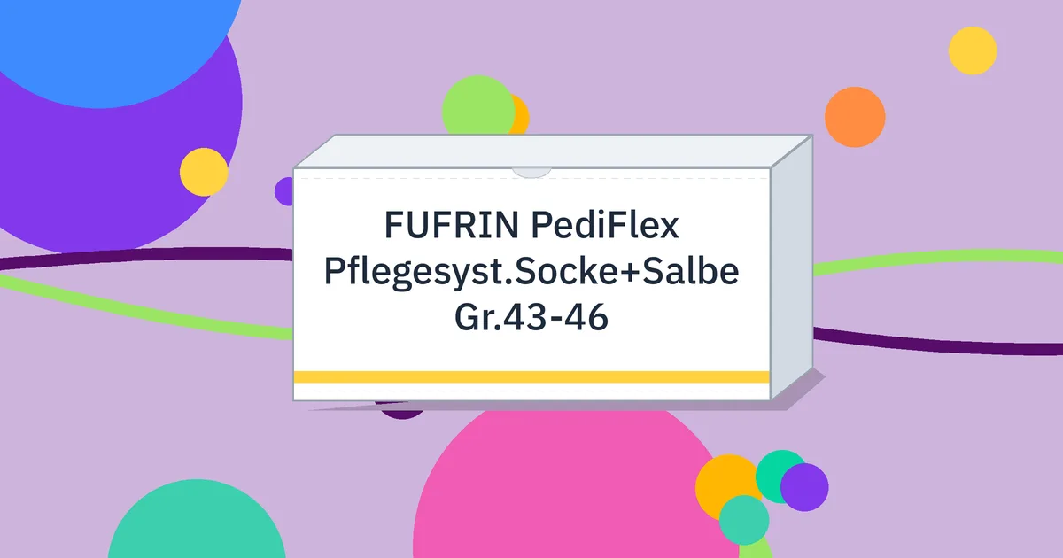 Symbolbild: Packung mit der Aufschrift FUFRIN PediFlex Pflegesyst.Socke+Salbe Gr.43-46 (PZN 05464810) – Verfügbarkeit und Bezug in Apotheken in Frankfurt am Main