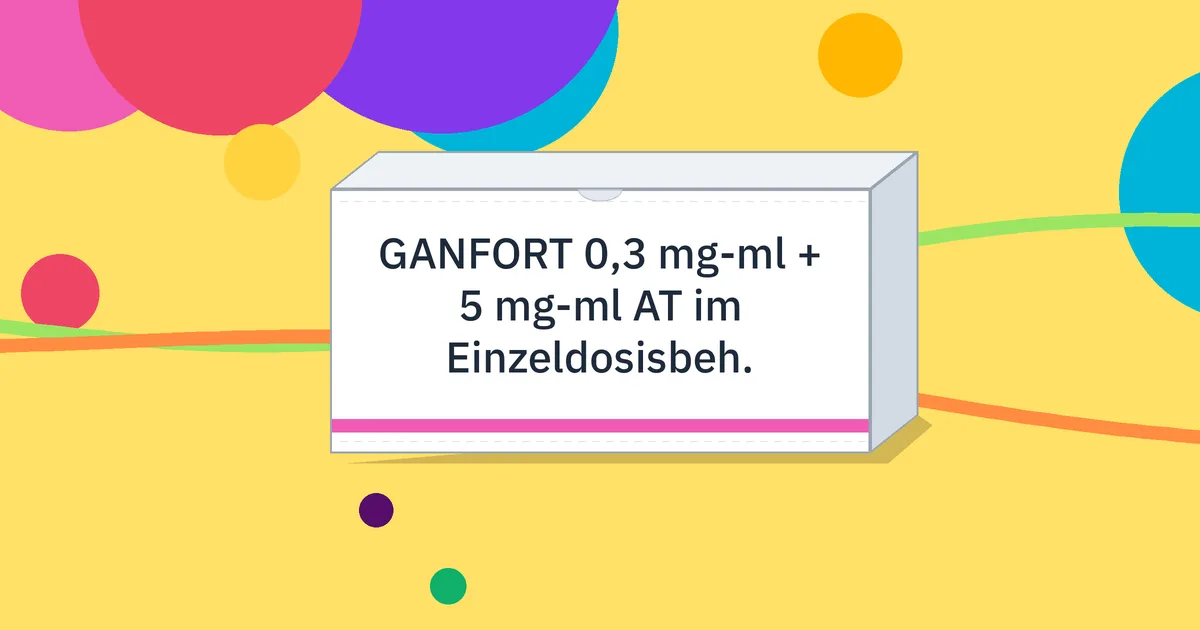 Symbolbild: Packung mit der Aufschrift GANFORT 0,3 mg-ml + 5 mg-ml AT im Einzeldosisbeh. (PZN 11218995) – Verfügbarkeit und Bezug in Apotheken in Frankfurt am Main