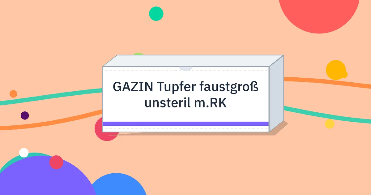 Symbolbild: Packung mit der Aufschrift GAZIN Tupfer faustgroß unsteril m.RK (PZN 15997909) – Verfügbarkeit und Bezug in Apotheken in Frankfurt am Main
